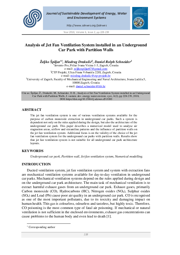 (PDF) Analysis of Jet Fan Ventilation System installed in an ...
