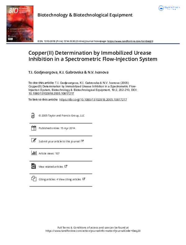 (PDF) Copper(II) Determination by Immobilized Urease Inhibition in a ...
