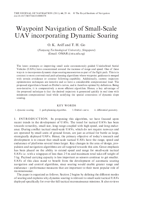 (PDF) Waypoint Navigation of Small-Scale UAV incorporating Dynamic Soaring