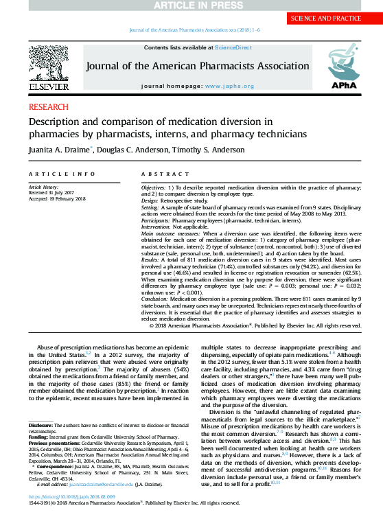 (PDF) Description and comparison of medication diversion in pharmacies ...
