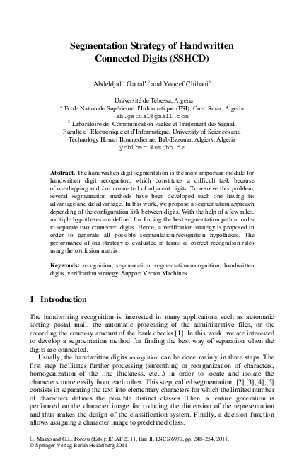 (PDF) Segmentation Strategy of Handwritten Connected Digits (SSHCD)