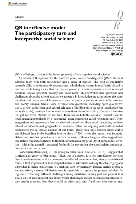 (PDF) QR in reflexive mode: The participatory turn and interpretive ...