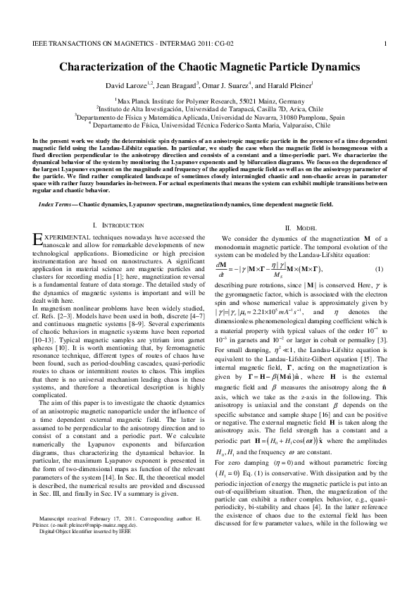 (PDF) Characterization of the Chaotic Magnetic Particle Dynamics | OMAR SUAREZ - Academia.edu