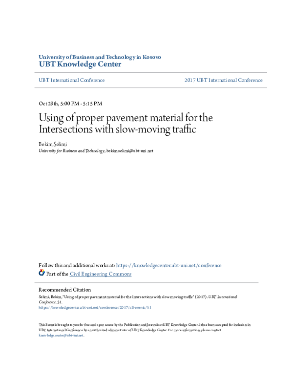 (PDF) Using of proper pavement material for the Intersections with slow ...