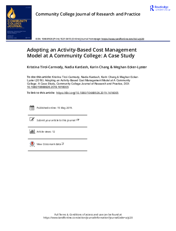 (PDF) Adopting an Activity-Based Cost Management Model at A Community ...