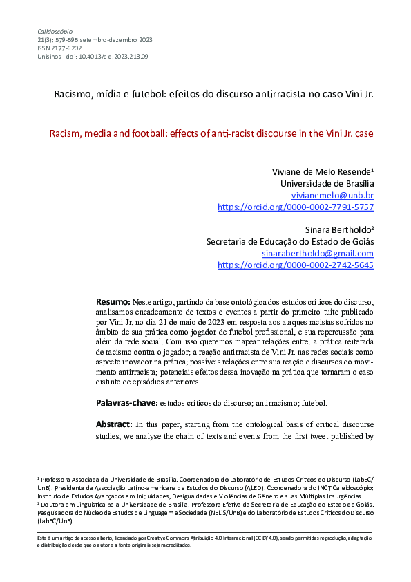 (PDF) Racismo, mídia e futebol: efeitos do discurso antirracista no ...