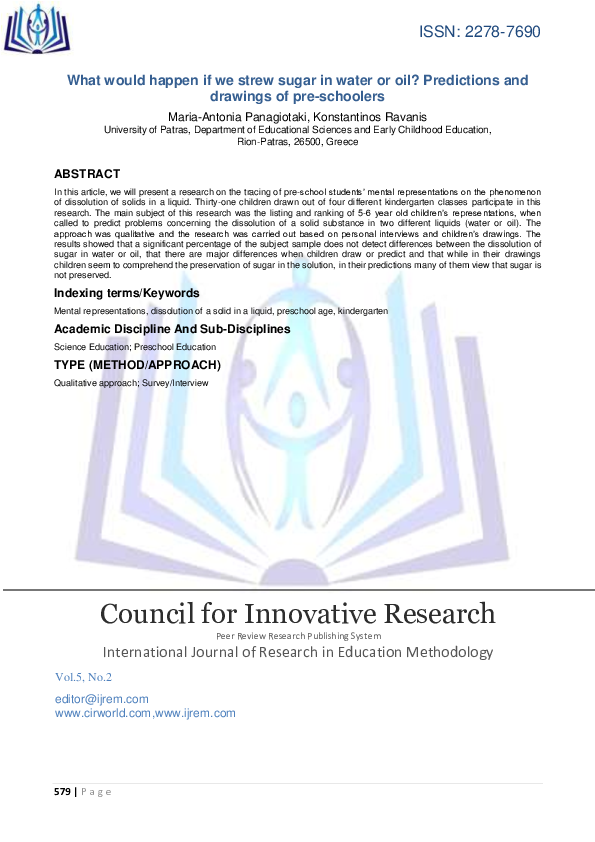 (PDF) What would happen if we strew sugar in water or oil? Predictions ...