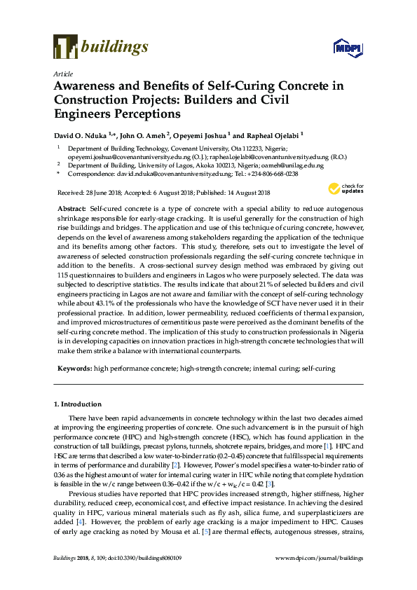 (PDF) Awareness and Benefits of Self-Curing Concrete in Construction ...