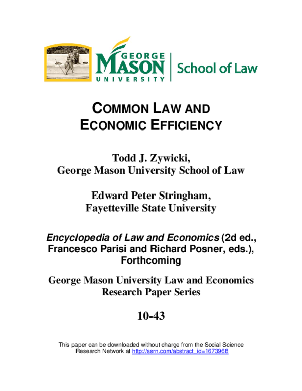 (PDF) Common law and economic efficiency