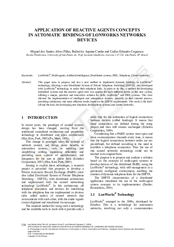 (PDF) Dynamic Device Bindings in LonWorks Systems Using Reactive Agents