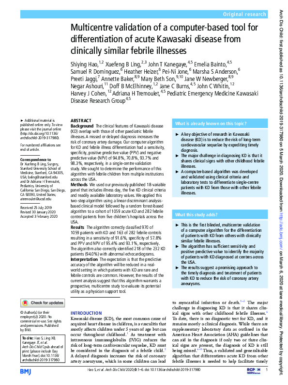 (PDF) Multicentre validation of a computer-based tool for ...