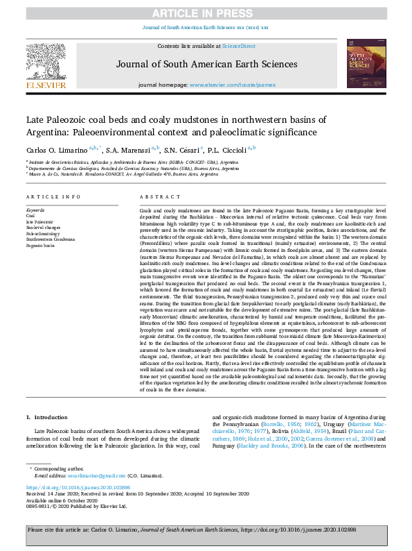 (PDF) Late Paleozoic coal beds and coaly mudstones in northwestern ...