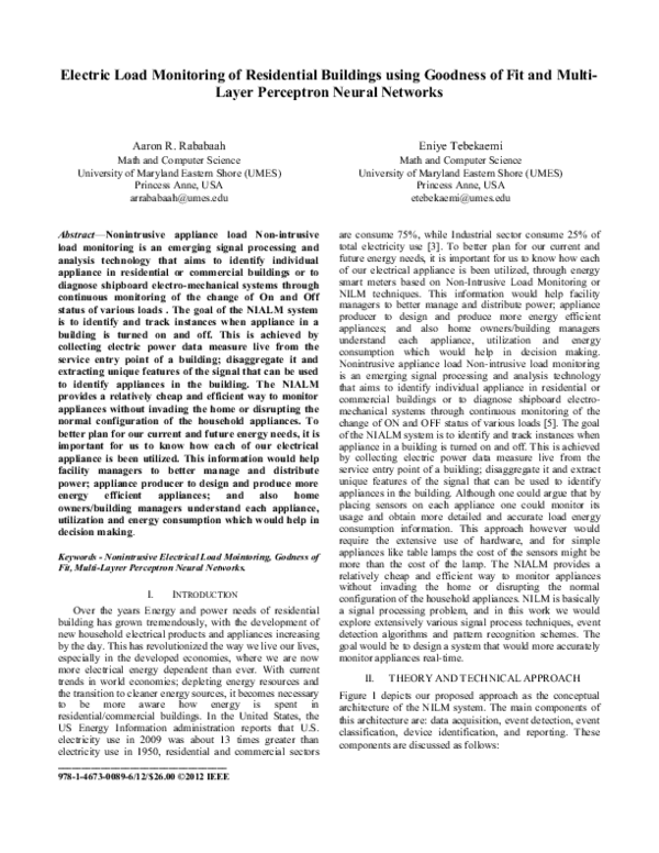 (PDF) Electric load monitoring of residential buildings using goodness of fit and multi-layer ...