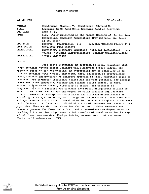 (PDF) Learning To Be Good While Becoming Good at Learning