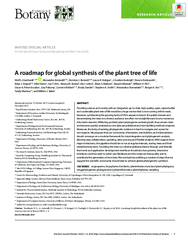 (PDF) A roadmap for global synthesis of the plant tree of life