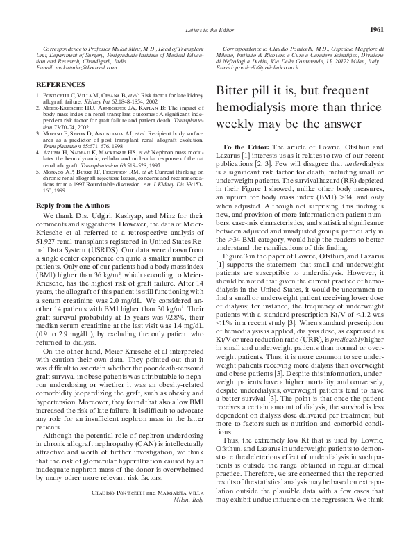 (PDF) Risk factors for late kidney allograft failure