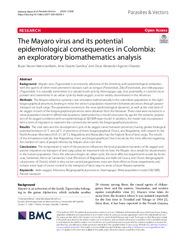 (PDF) The Mayaro virus and its potential epidemiological consequences ...
