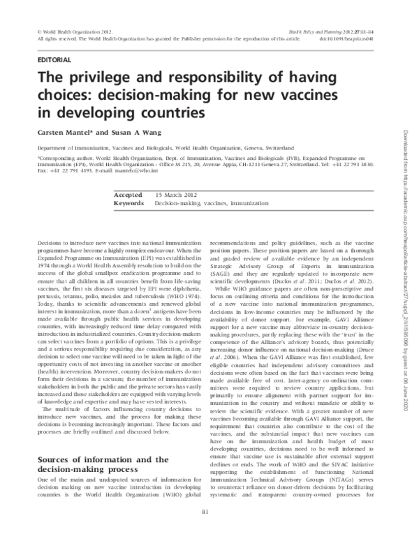 (PDF) The privilege and responsibility of having choices: decision ...