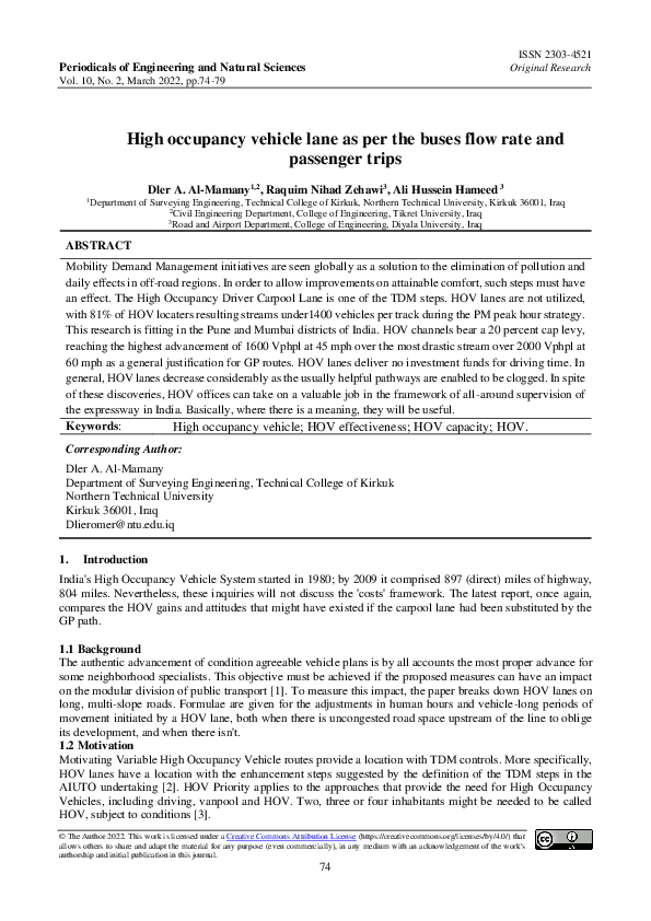 (PDF) High occupancy vehicle lane as per the buses flow rate and ...