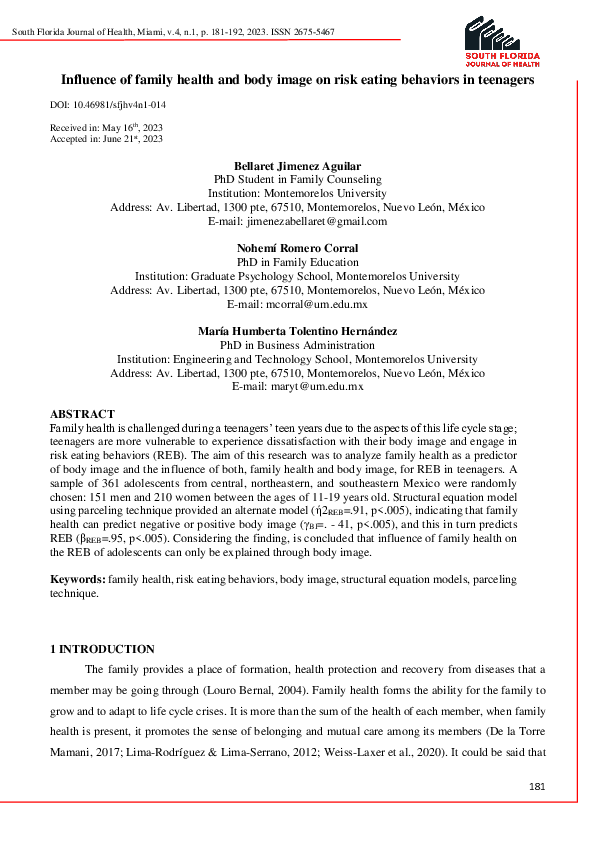 (PDF) Influence of family health and body image on risk eating ...