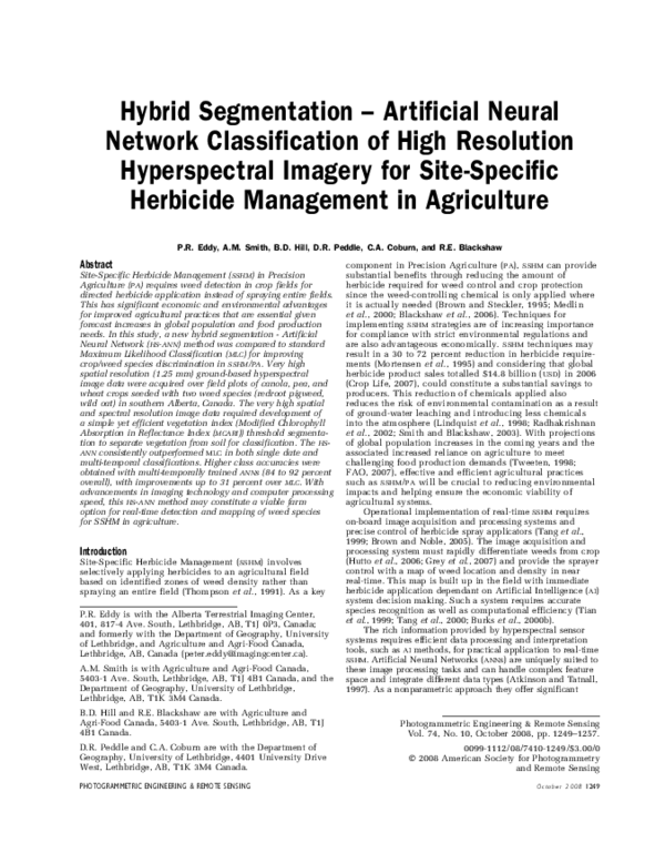 (PDF) Hybrid Segmentation – Artificial Neural Network Classification of High Resolution ...