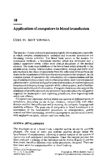 (PDF) 10 Application of computers in blood transfusion