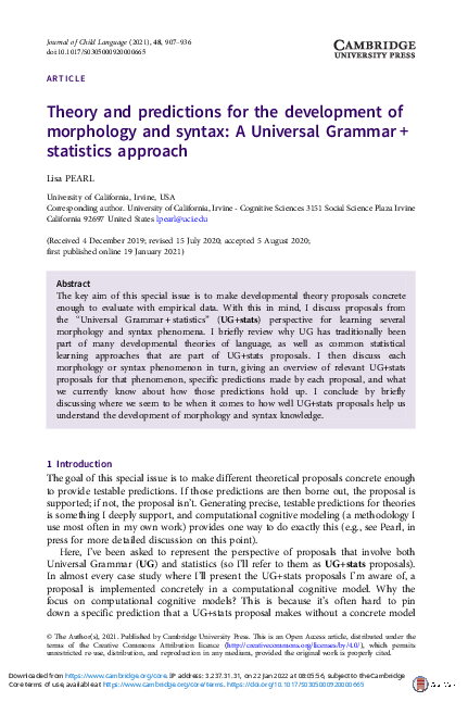 (PDF) Theory and predictions for the development of morphology and syntax: A Universal Grammar ...