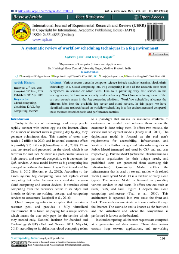 Pdf A Systematic Review Of Workflow Scheduling Techniques In A Fog Environment