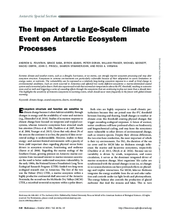 (PDF) The Impact of a Large-Scale Climate Event on Antarctic Ecosystem ...