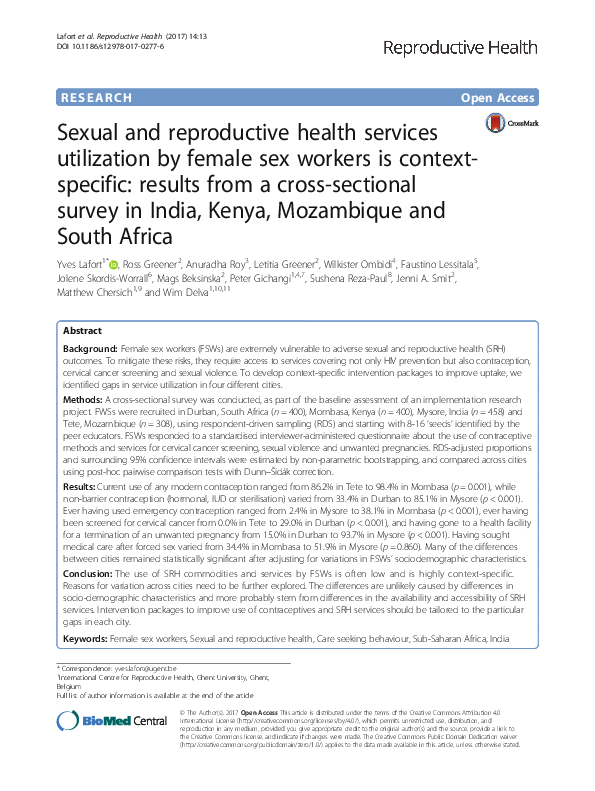Pdf Context Specific Srh Service Use By Fsws