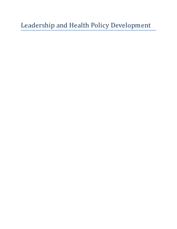 (DOC) Leadership and Health Policy Development