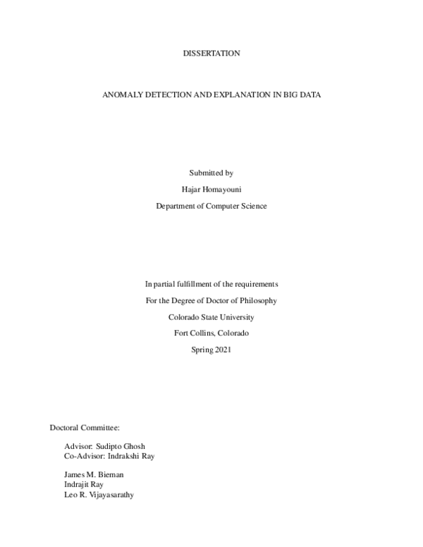 (PDF) Anomaly detection and explanation in big data