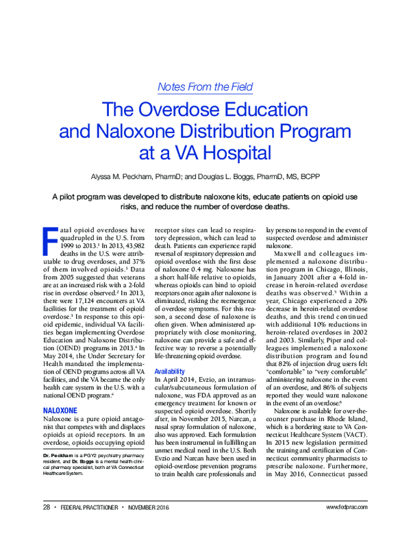 (PDF) The Overdose Education and Naloxone Distribution Program at a VA ...