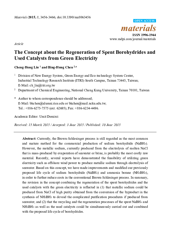 (PDF) The Concept about the Regeneration of Spent Borohydrides and Used ...