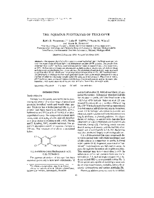 (PDF) The aqueous photolysis of triclopyr