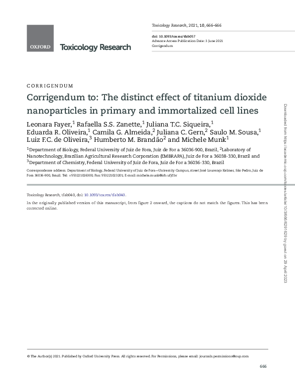 (PDF) Corrigendum to: The distinct effect of titanium dioxide nanoparticles in primary and ...