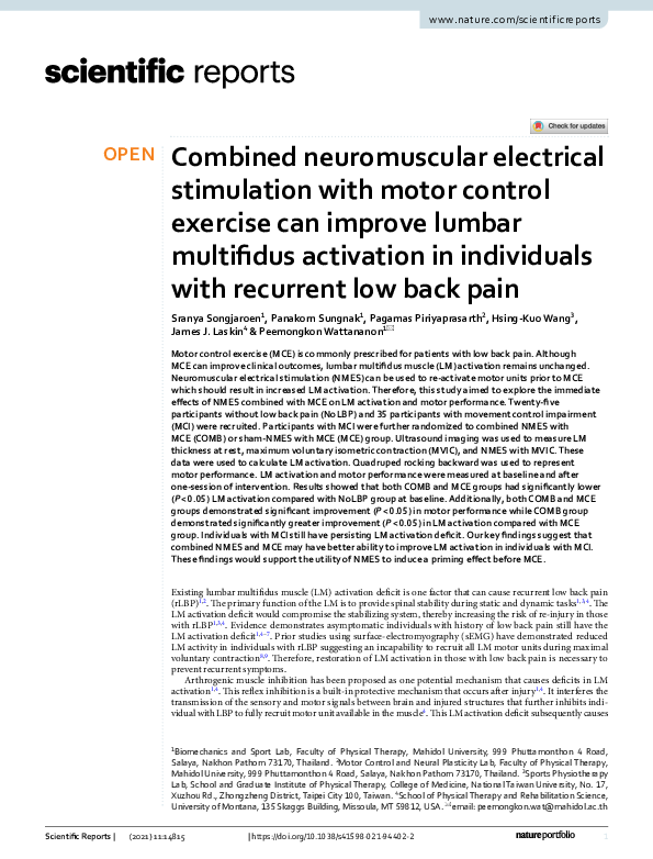 (PDF) Combined neuromuscular electrical stimulation with motor control ...