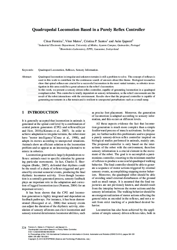 (PDF) Quadrupedal Locomotion Based in a Purely Reflex Controller