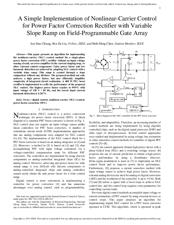 (PDF) A Simple Implementation of Nonlinear-Carrier Control for Power Factor Correction Rectifier ...
