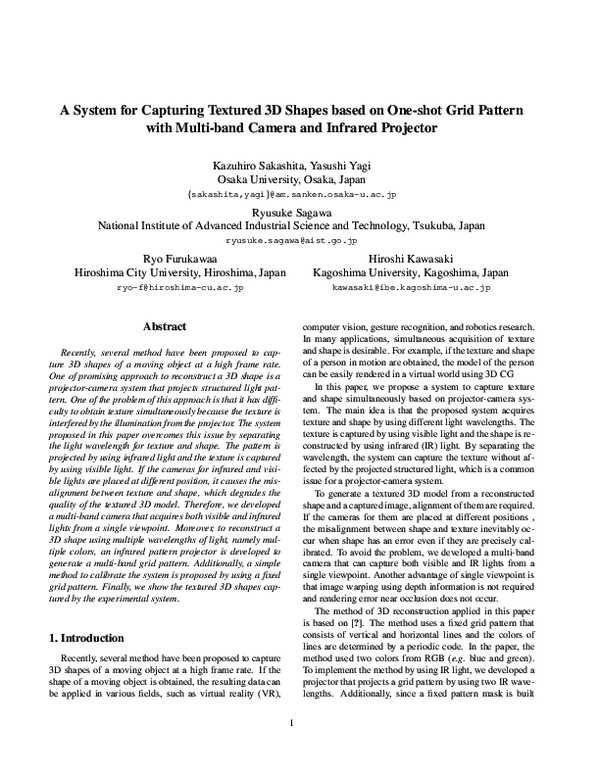 (PDF) A System for Capturing Textured 3D Shapes Based on One-Shot Grid ...