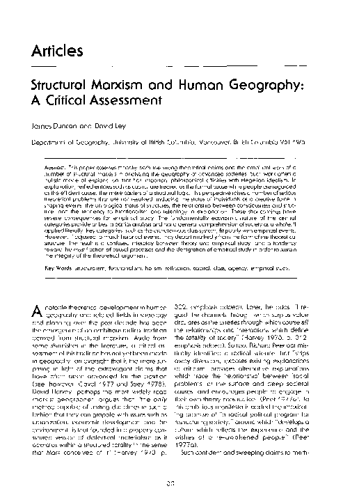 (PDF) Structural Marxism and Human Geography: A Critical Assessment