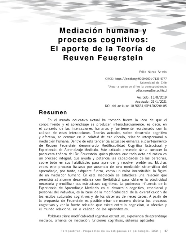 (PDF) Mediación humana y procesos cognitivos: El aporte de la Teoría de ...