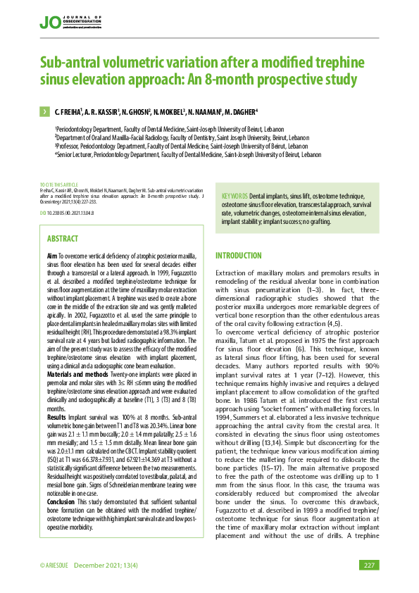 (PDF) Sub-antral volumetric variation after a modified trephine sinus ...