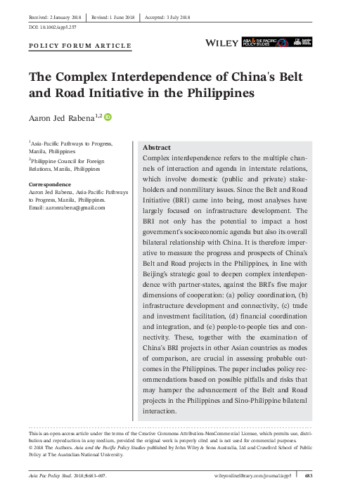 (PDF) The Complex Interdependence of China's Belt and Road Initiative ...