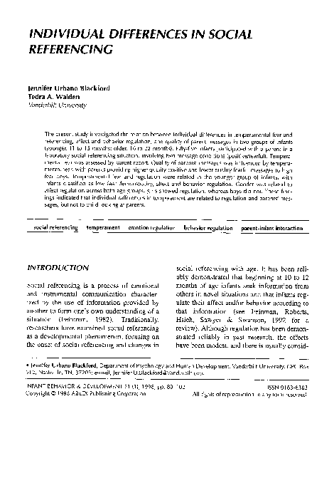 (PDF) Individual differences in social referencing (PDF) Individual differences in social referencing