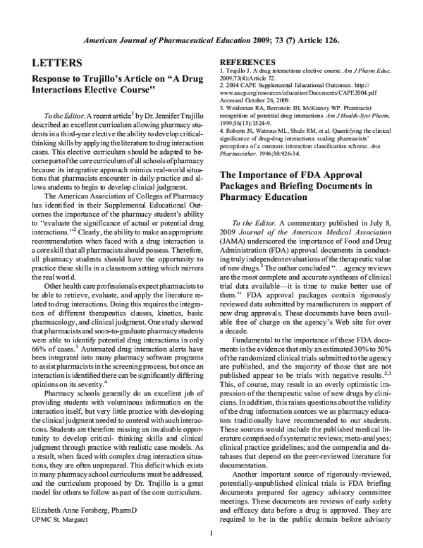 (PDF) The importance of FDA approval packages and briefing documents in ...