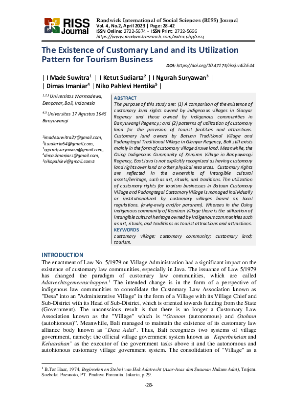 (PDF) The Existence of Customary Land and its Utilization Pattern for ...