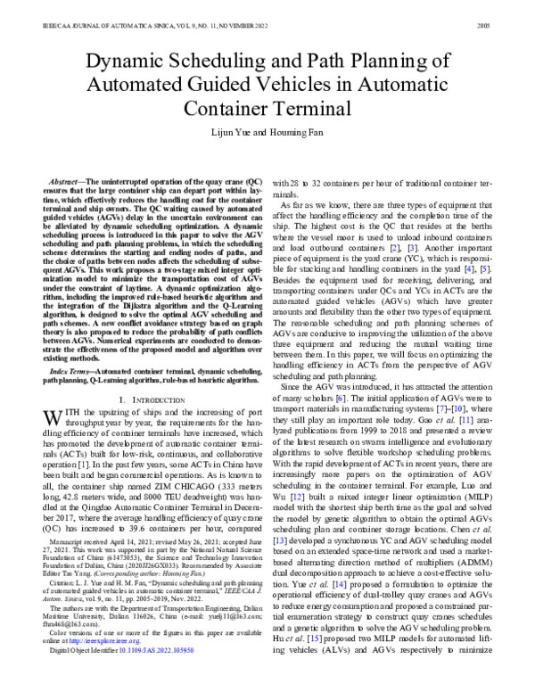 (PDF) Dynamic Scheduling and Path Planning of Automated Guided Vehicles in Automatic Container ...