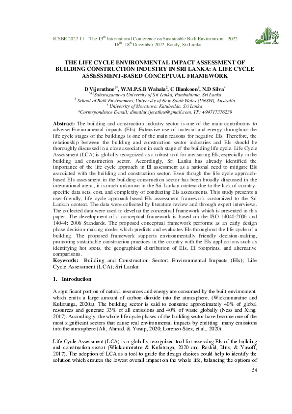 (PDF) THE LIFE CYCLE ENVIRONMENTAL IMPACT ASSESSMENT OFBUILDING ...