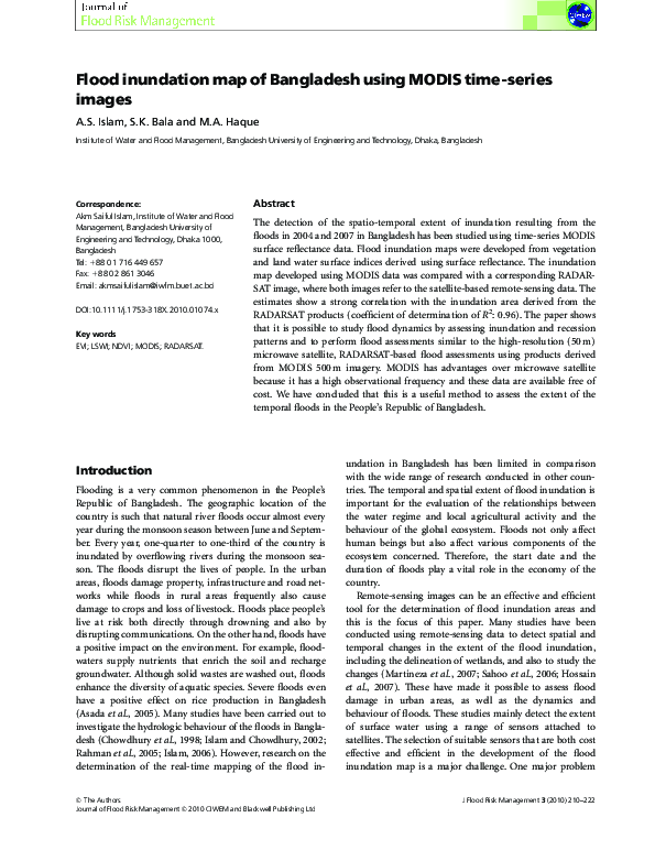 (PDF) Flood inundation map of Bangladesh using MODIS time-series images